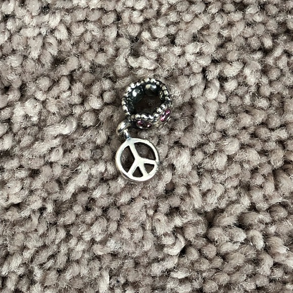 Pandora | Jewelry | Ss Peace Sign Dangle Pandora Charm With Pink Cz ...